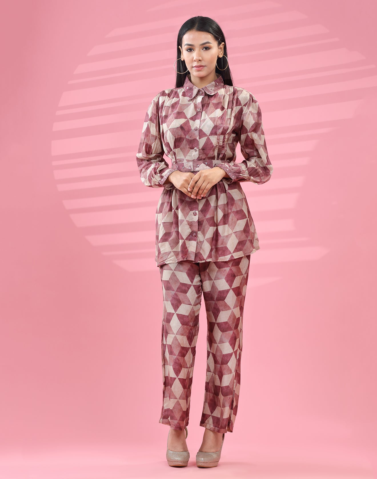 Zerg Purple Geometric Print Co-ord Set – Roopkala Zerg Purple Geometric Print Co-ord Set – Roopkala
